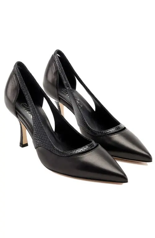 ELIZEE Elle Pump Leather Pointed-toe Heel - Black/python