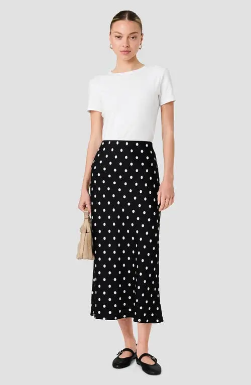 French Connection Ennis Polka Dot Satin Midi Skirt