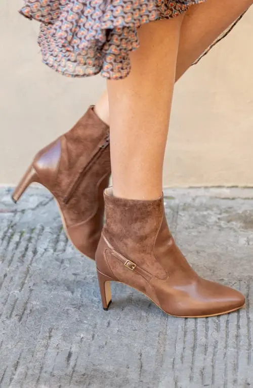 ELIZEE Cora Bootie Leather Ankle Boots - Brown