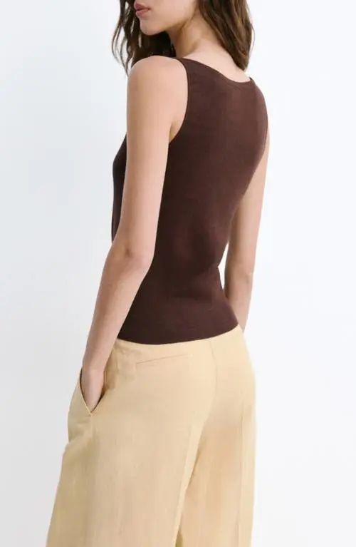 Mango Fine-knit Boat Neck Top - Brown