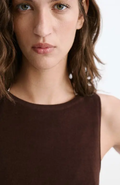 Mango Fine-knit Boat Neck Top - Brown