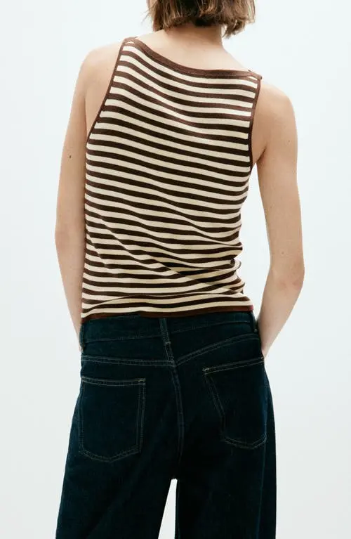 Mango Fine-knit Boat Neck Sleeveless Top - Coffee
