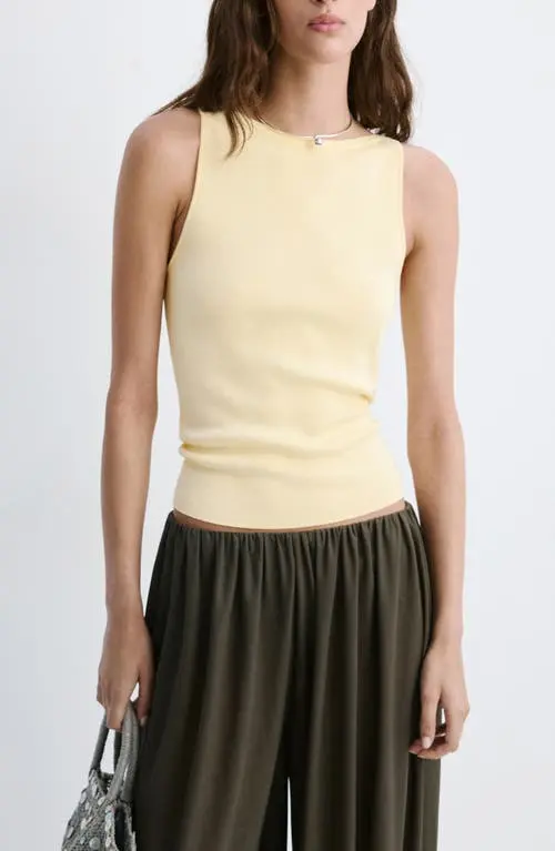 Mango Fine-knit Boat Neck Top - Vanilla