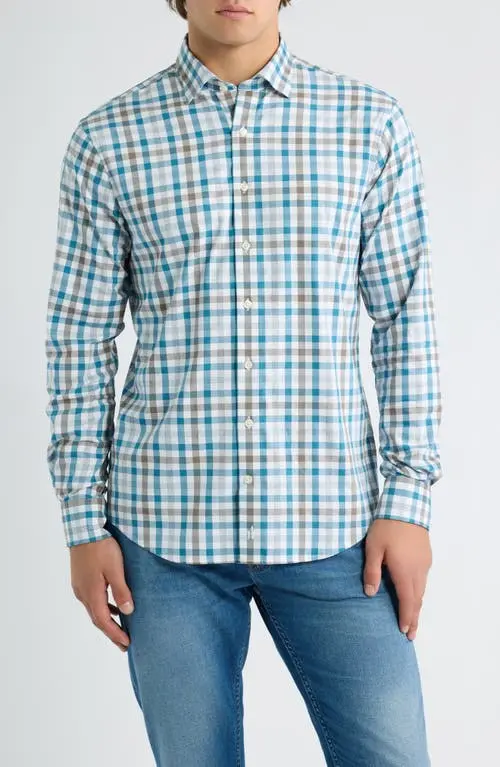 Johnnie-o Cay Everyday Performance Exploded Gingham Button-up Shirt - White