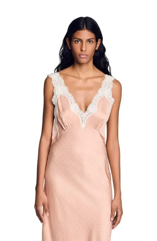 Sandro Rhinestone Lingerie-style Dress