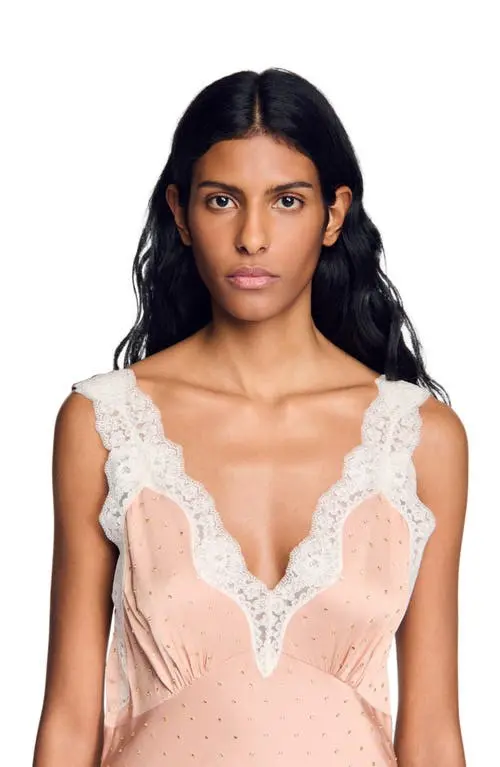Sandro Rhinestone Lingerie-style Dress