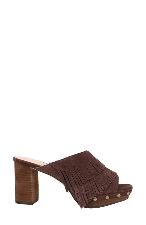 Pelle Moda Fringe Studded Block Heel Sandal