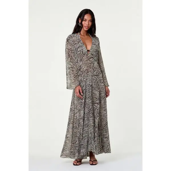 NICHOLAS Polka Dot Viscose Georgette Maxi Dress - Graphic Zebra