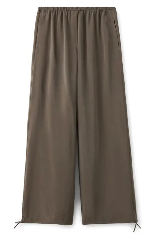 Mango Elastic Waist Baggy Wide Leg Pants - Chocolate