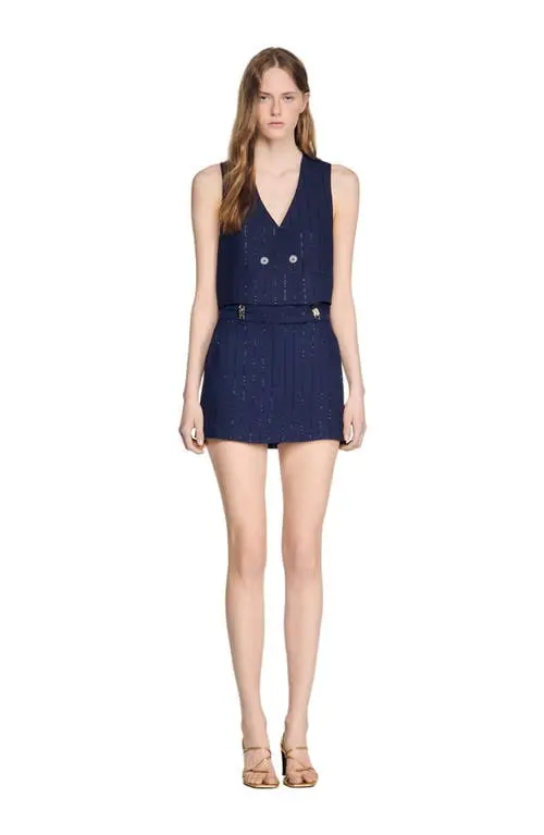 Sandro Striped Sequin Skort