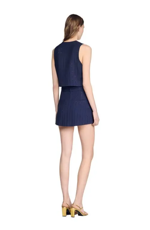 Sandro Striped Sequin Skort