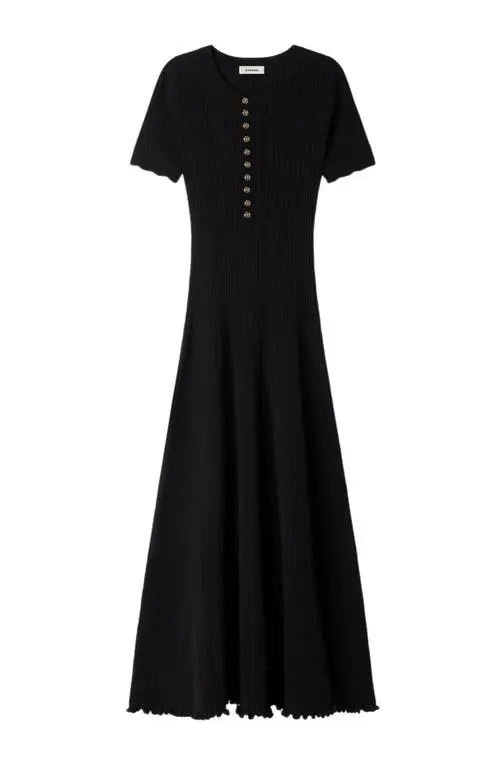 Sandro Ribbed Knit Maxi Dress