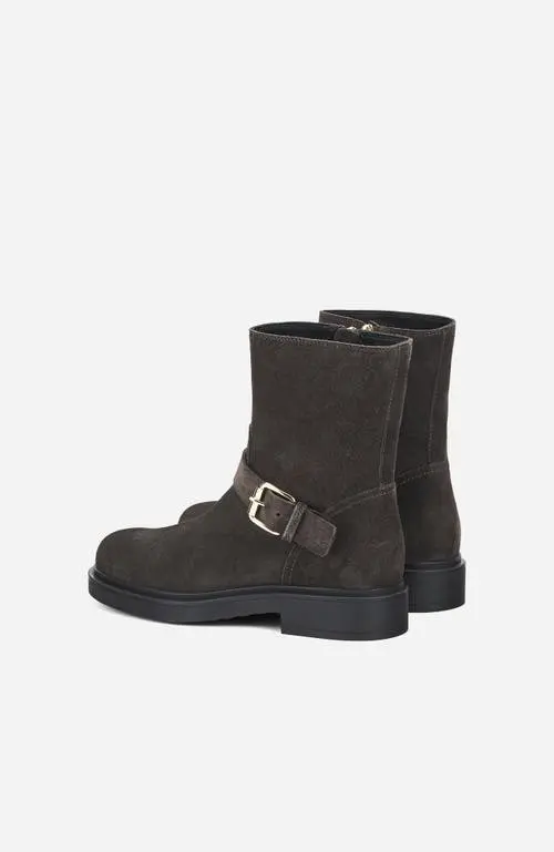 Agl Loren Bikers Ankle Boot With Buckle - Charcoal