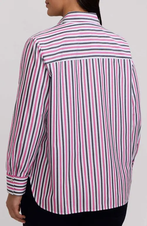 Foxcroft Meghan Stripe Cotton Button-up Shirt