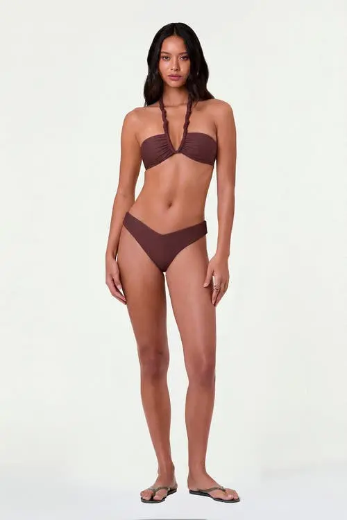 NICHOLAS Ondine Macrame Bikini Top - Espresso