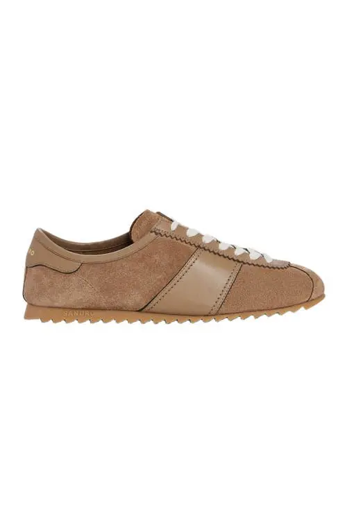 Sandro Leather And Suede Low-top Sneakers - Cappucino