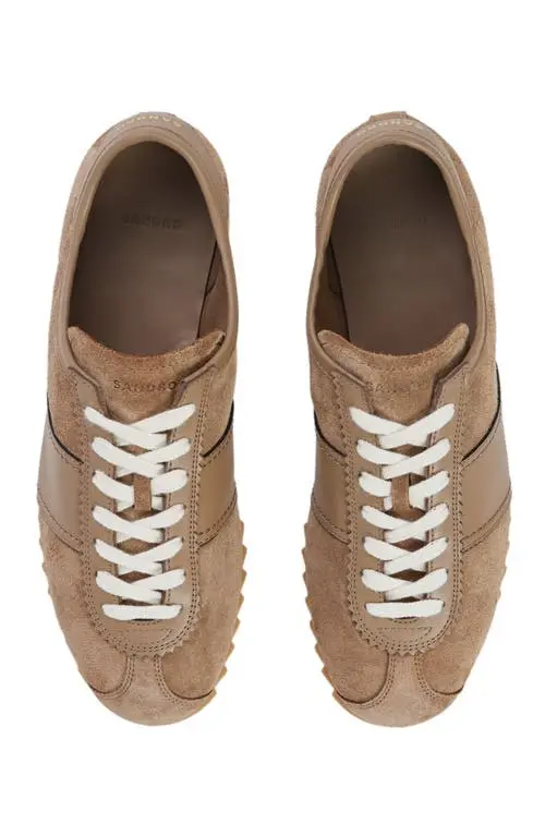 Sandro Leather And Suede Low-top Sneakers