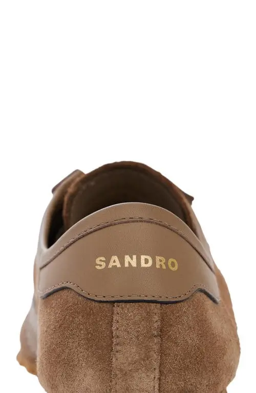 Sandro Leather And Suede Low-top Sneakers
