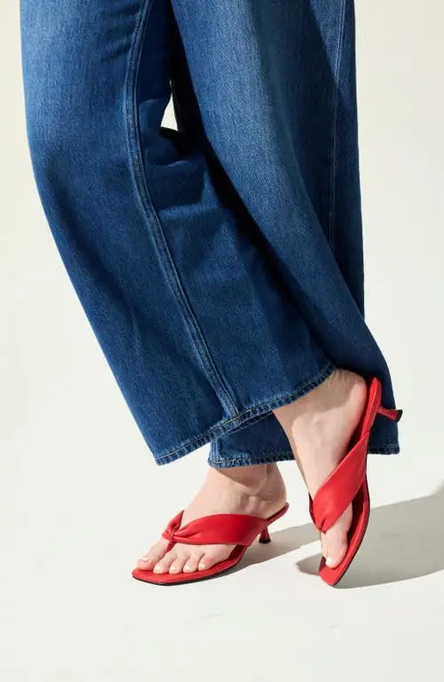 Yosi Samra Eva Thong Kitten Heel Sandal - Red