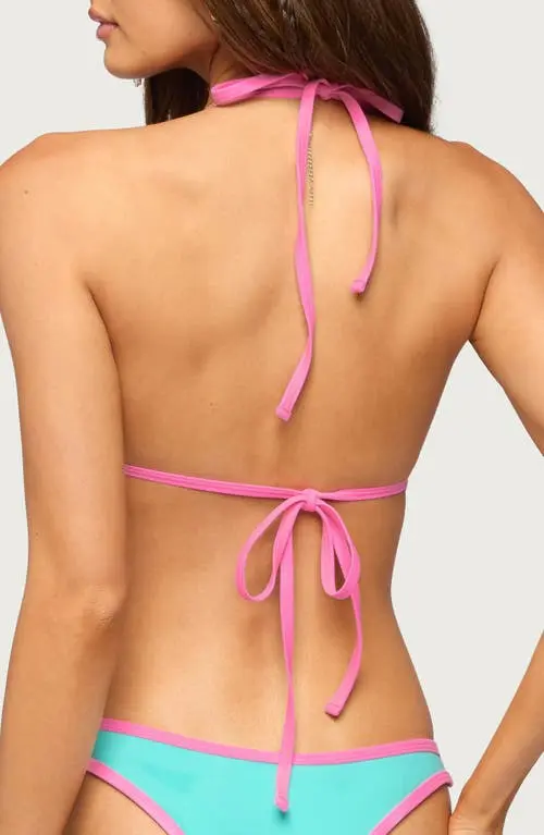 EDIKTED Dina Contrast Triangle Bikini Top