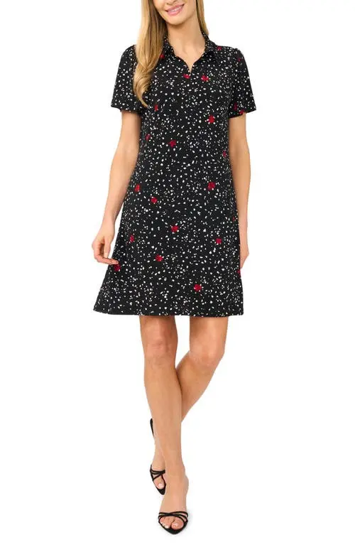 CECE DUPRAZ Short Sleeve Print Knit Polo Dress