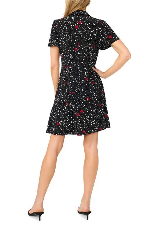 CECE DUPRAZ Short Sleeve Print Knit Polo Dress
