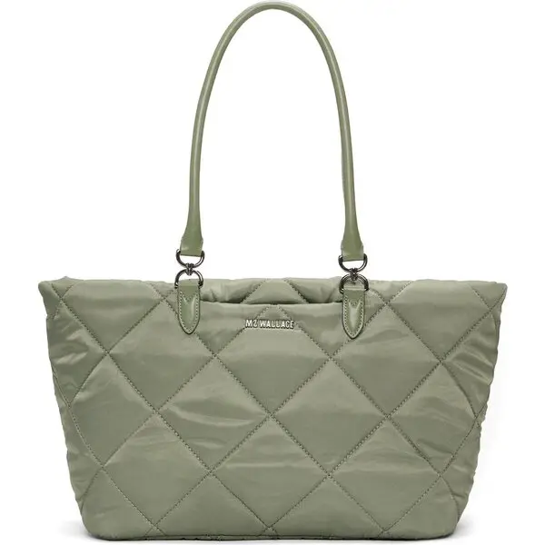 Mz Wallace Medium Madison East/west Quilted Nylon Tote - Agave Green