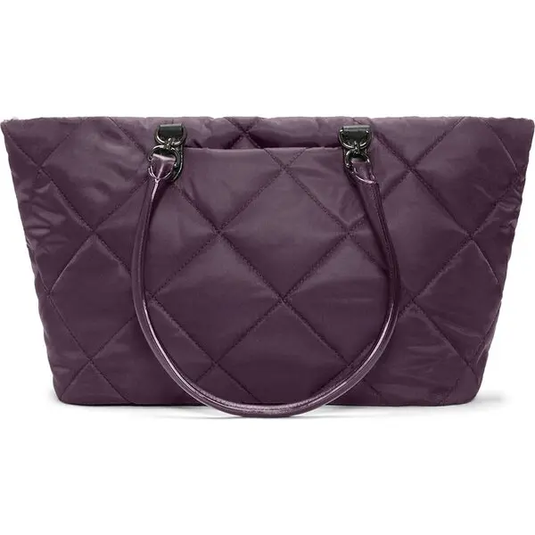 Mz Wallace Medium Madison East/west Quilted Nylon Tote - Raisin
