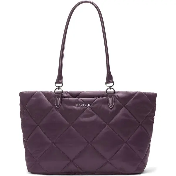 Mz Wallace Medium Madison East/west Quilted Nylon Tote - Raisin