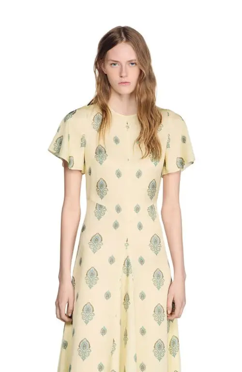 Sandro Paisley Print Maxi Dress