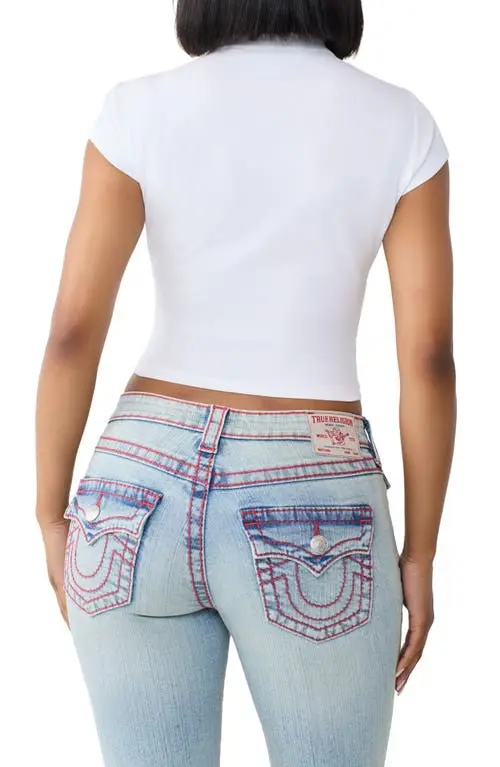 True Religion Crystal Embellished Graphic Stretch Cotton Baby Tee - Optic White