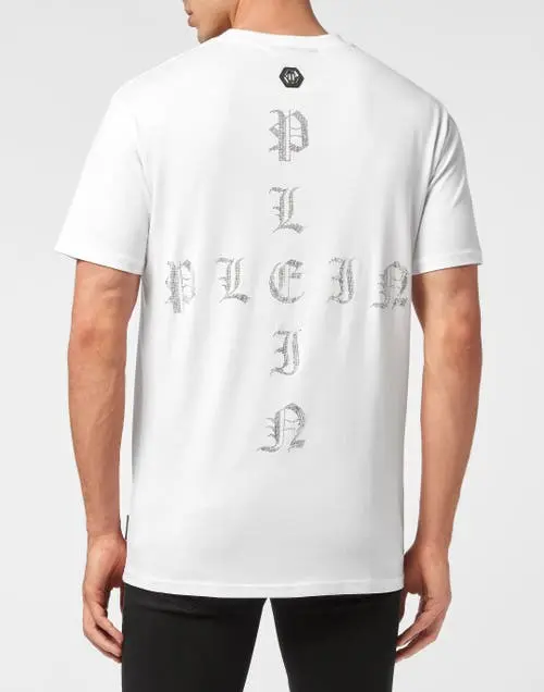 Philipp Plein T-shirt Round Neck Ss Gothic Plein With Crystals
