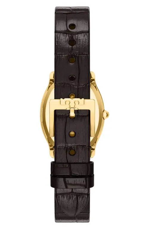 Tory Burch Eleanor Curve Faux Leather Strap Watch