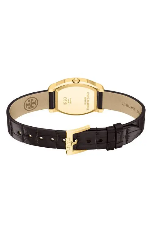 Tory Burch Eleanor Curve Faux Leather Strap Watch
