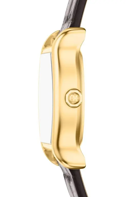 Tory Burch Eleanor Curve Faux Leather Strap Watch