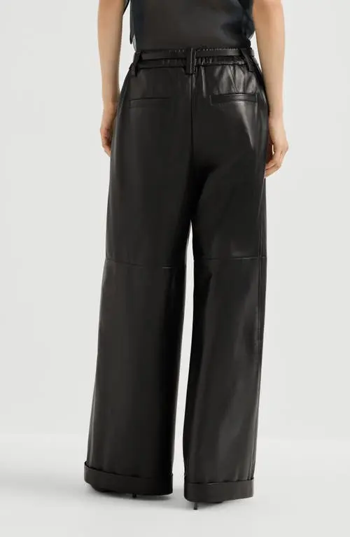 Brunello Cucinelli Nappa Leather Baggy Trousers