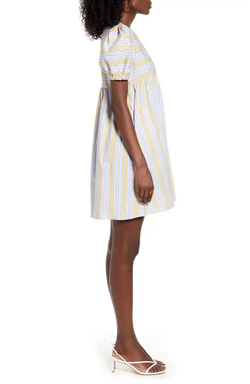 English Factory Stripe Puff Sleeve Dress