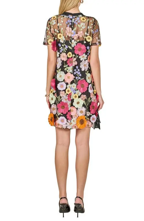 Endless Rose Floral Appliqué Shift Dress