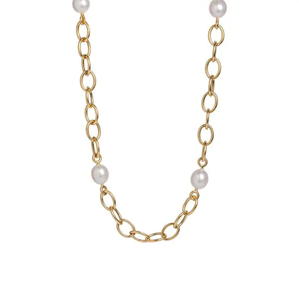 CHIARA TEDESCHI JEWELLERY Thick Chain Pearl Necklace