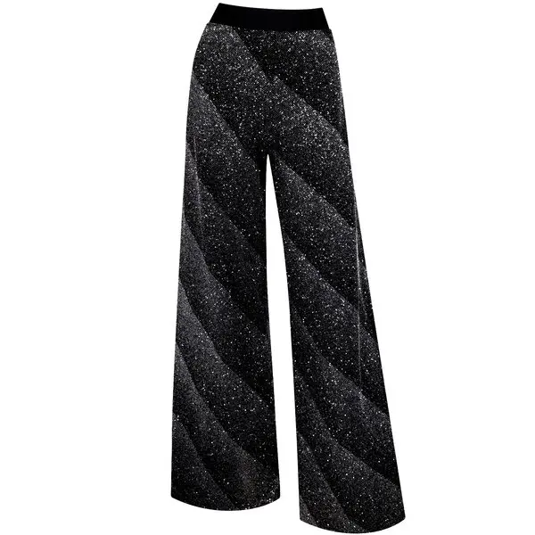 ME & THEE Black / Silver Magical Realism Black & Sliver Velvet Trousers