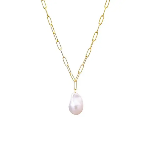 CHIARA TEDESCHI JEWELLERY Nerano Long Vermeil Necklace With Baroque Pearl - Gold