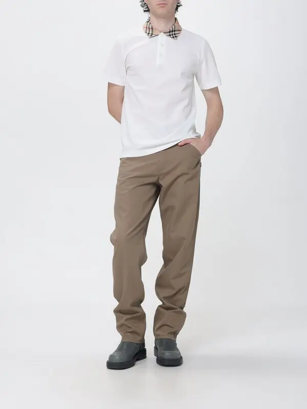 Burberry Short-sleeved Cotton Polo Shirt With Contrast Tipping - White