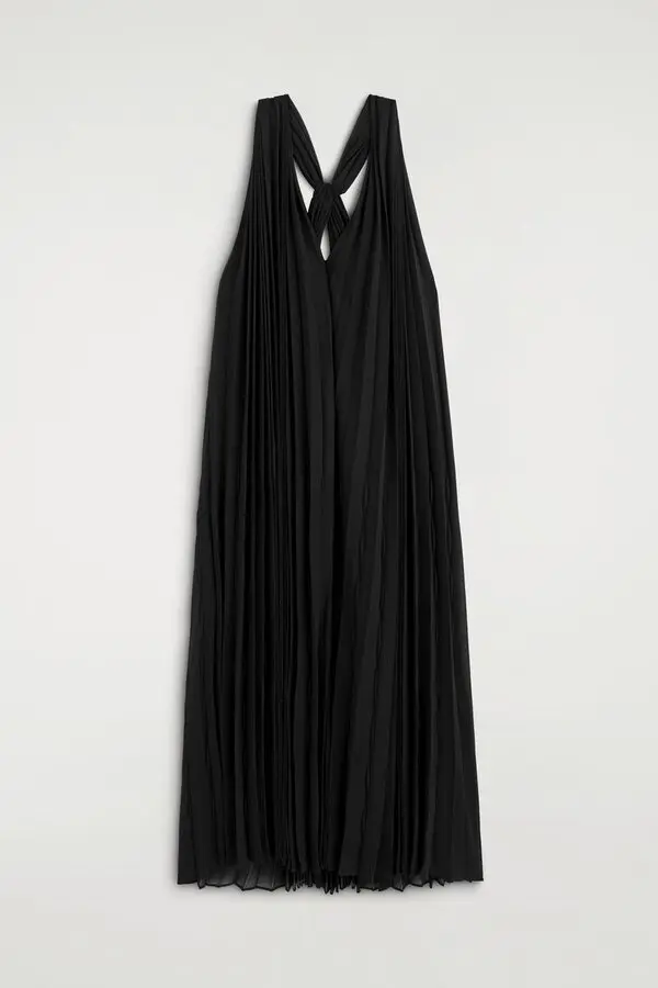 Cos Tie-detail Pleated Georgette Maxi Dress