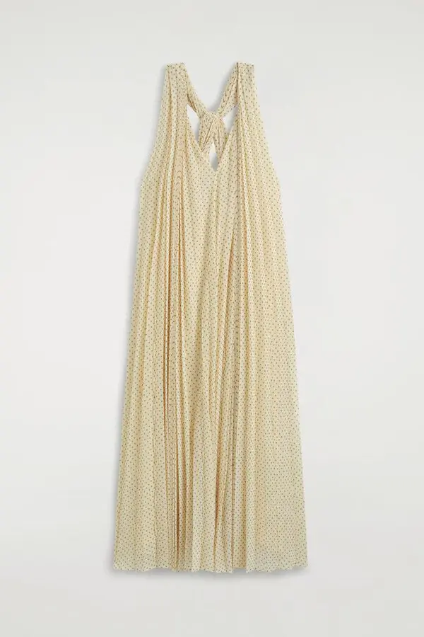 Cos Tie-detail Pleated Georgette Maxi Dress - Yellow