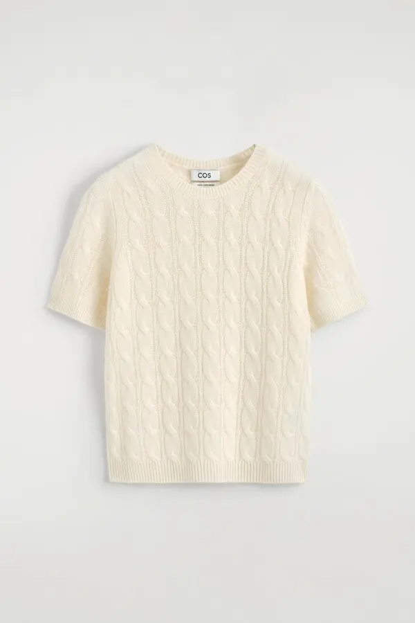 Cos Cable-knit Cashmere T-shirt - White