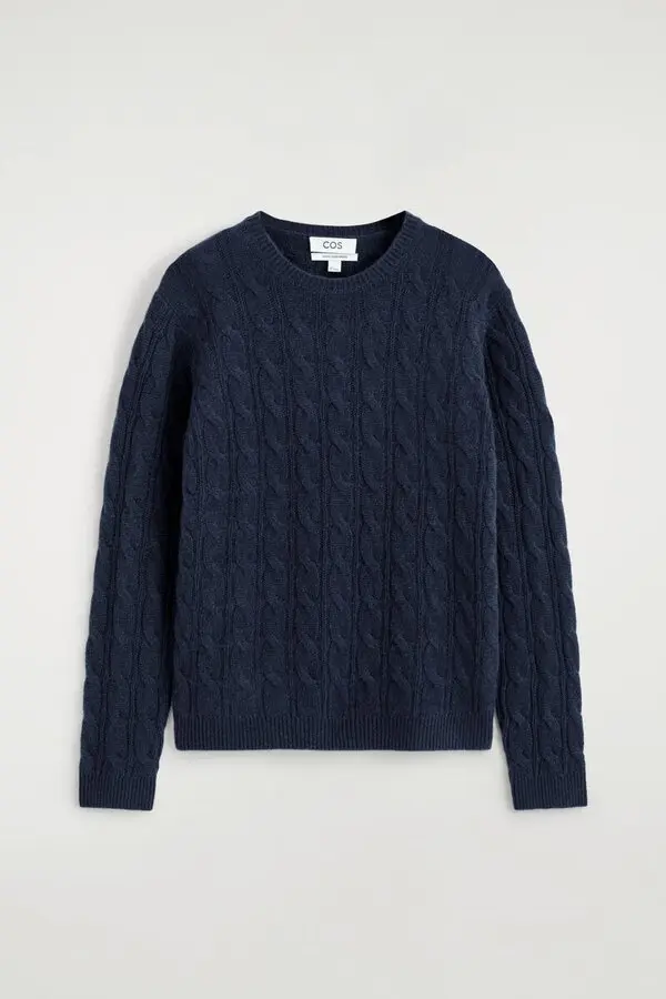 Cos Cable-knit Cashmere Sweater - Navy