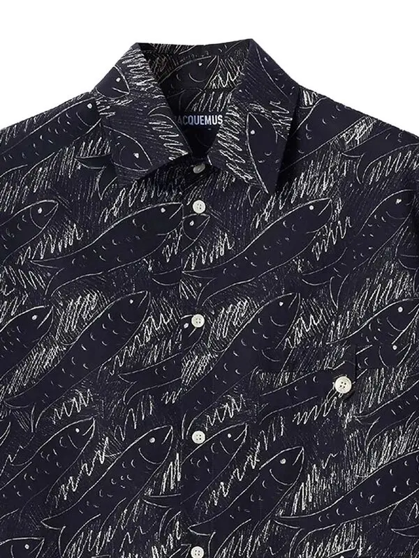 Jacquemus Rio Fish-print Short-sleeve Shirt