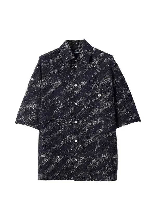 Jacquemus Rio Fish-print Short-sleeve Shirt