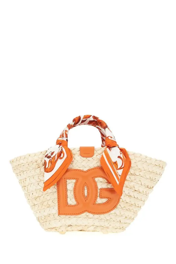 Dolce & Gabbana Raffia Tote Bag With Logo Detail - Multicolor
