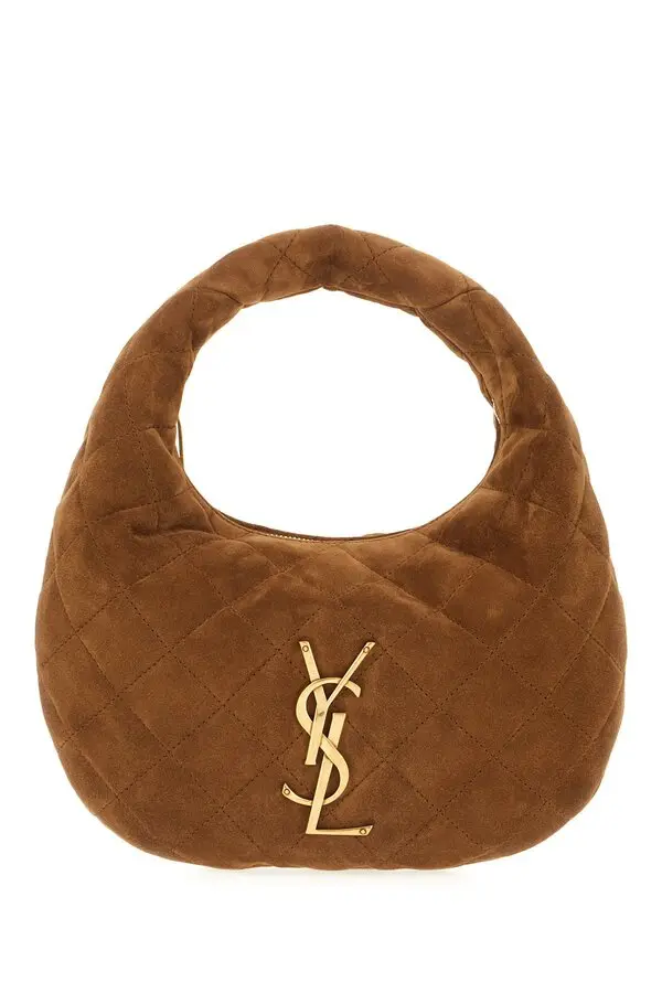 Saint Laurent Quilted Suede Handbag With Monogram Detail - Multicolor